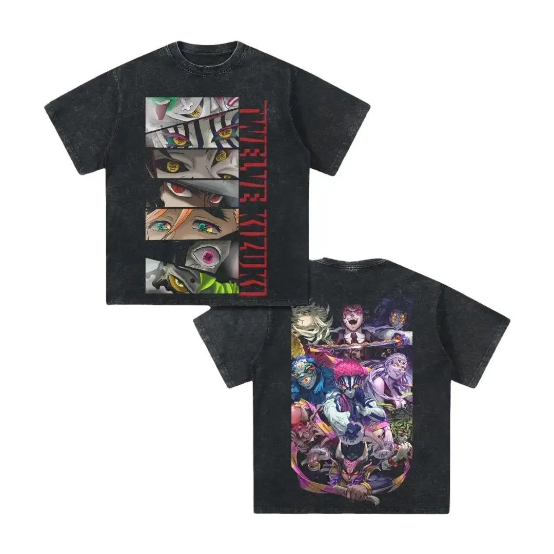 Men's Demon Slayer 12 Kizuki V1 Vintage Figure Short-Sleeve T-Shirt ...