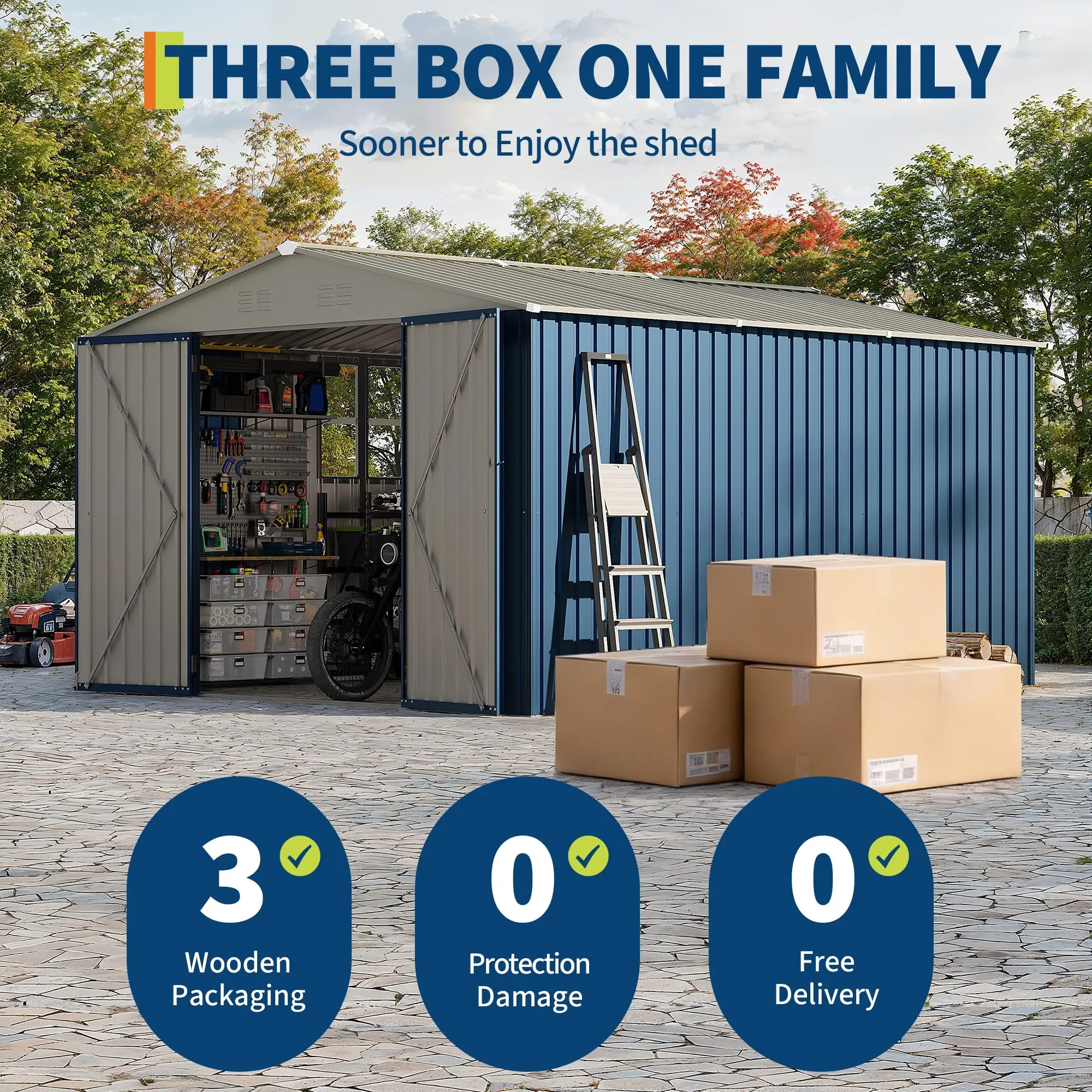 All-Weather Resistant 10X12 FT Gable Roof Storage Shed, Lockable Garden ...