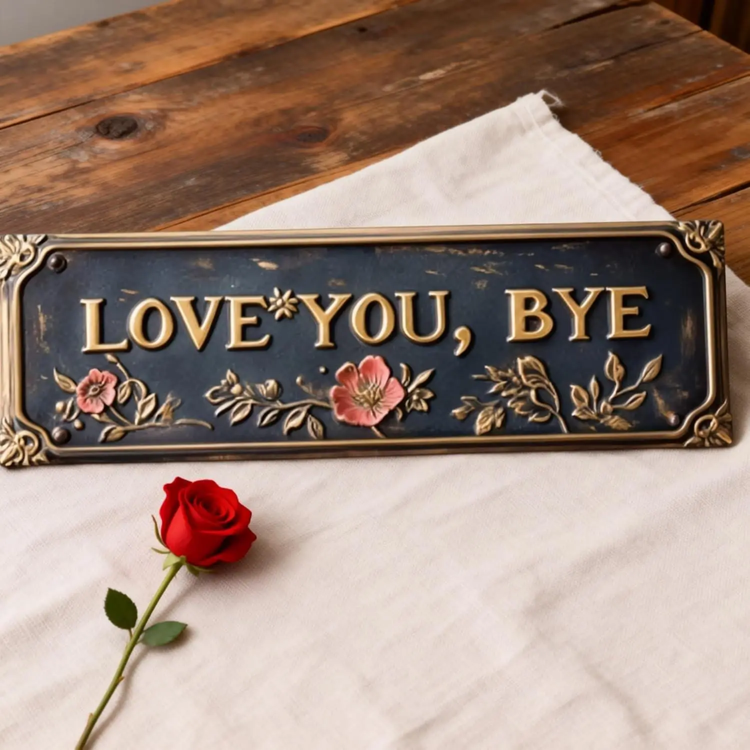 Rustic Wall Sign, Hangable Metal Art, Love You Bye Wall Decor Sign ...