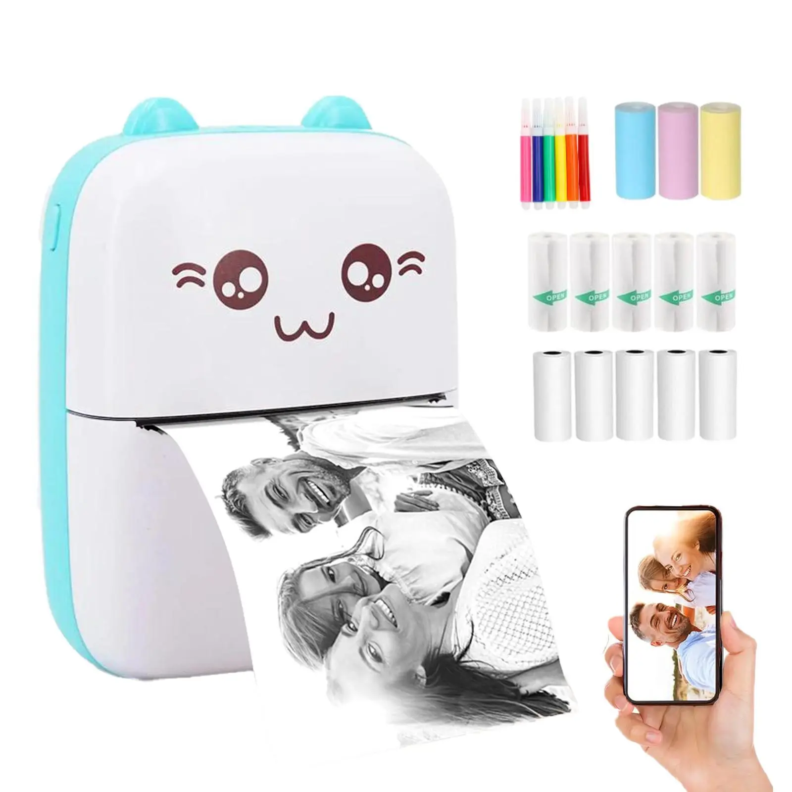 Portable Mini Sticker Printer, USB Rechargeable Bluetooth-compatible ...