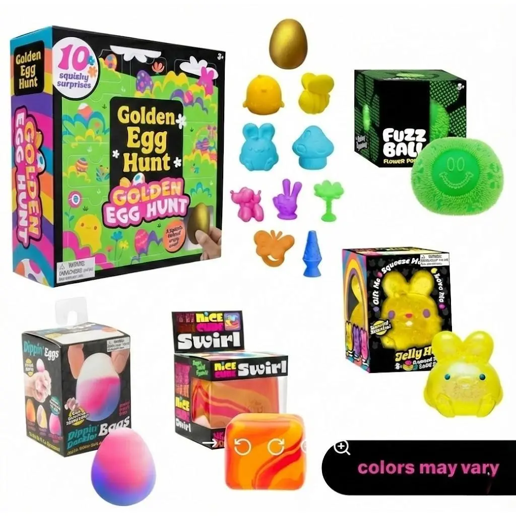 10 Pack Mini NeeDoh Style Easter Squishy Toy Bundle AssortmentEaster ...