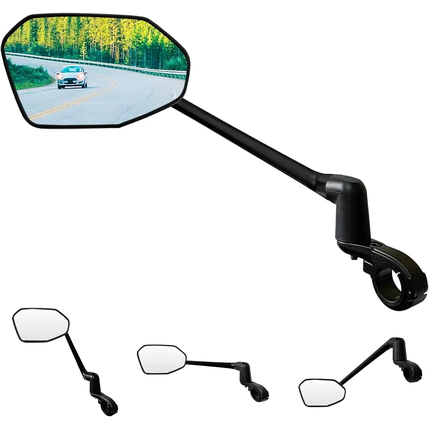 Mirror, Handlebar Mount Foldable & Adjustable Mirror, Real Glass Rear ...