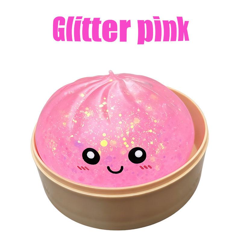 Glitter Dumpling Squishy with Box, Soft Sensory Squeeze Toy for Stress ...