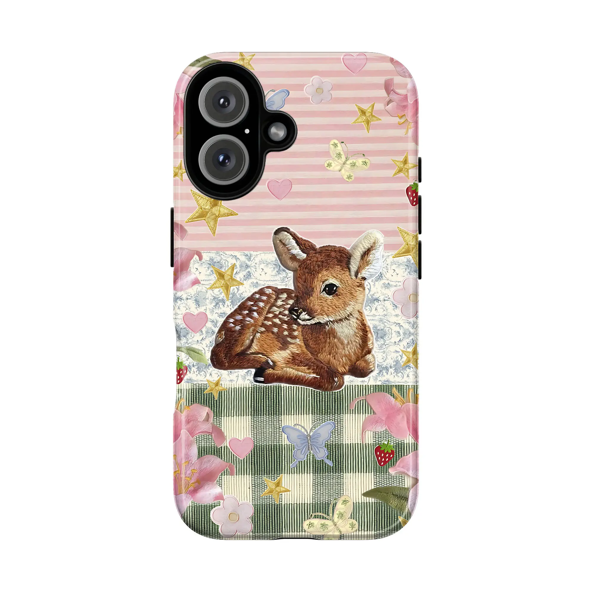 Coquette Bunny & Deer Phone Case, Retro Shabby Chic Woodland Animal ...