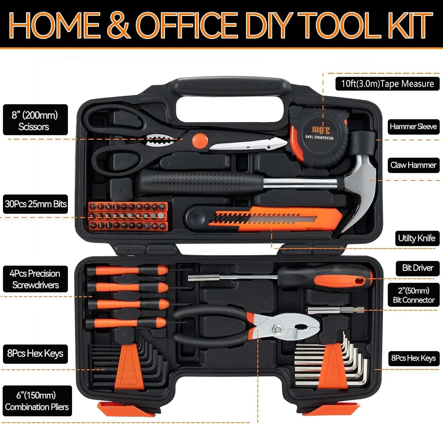 58-Piece Household Tool Kit, Home Repair Hand Tools with Toolbox ...
