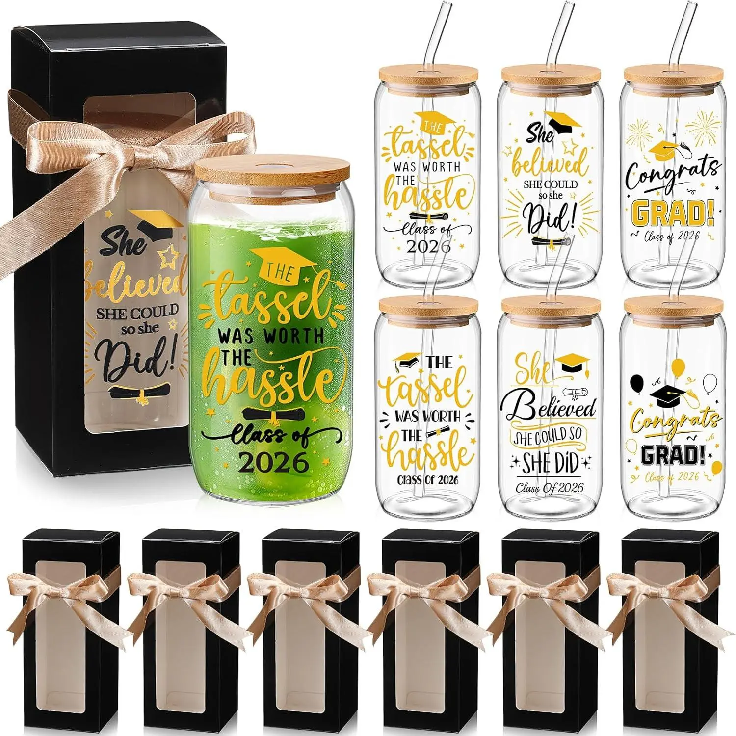 6 Sets Graduation Gifts for Her Graduation Glass Cups Class of 2026 ...