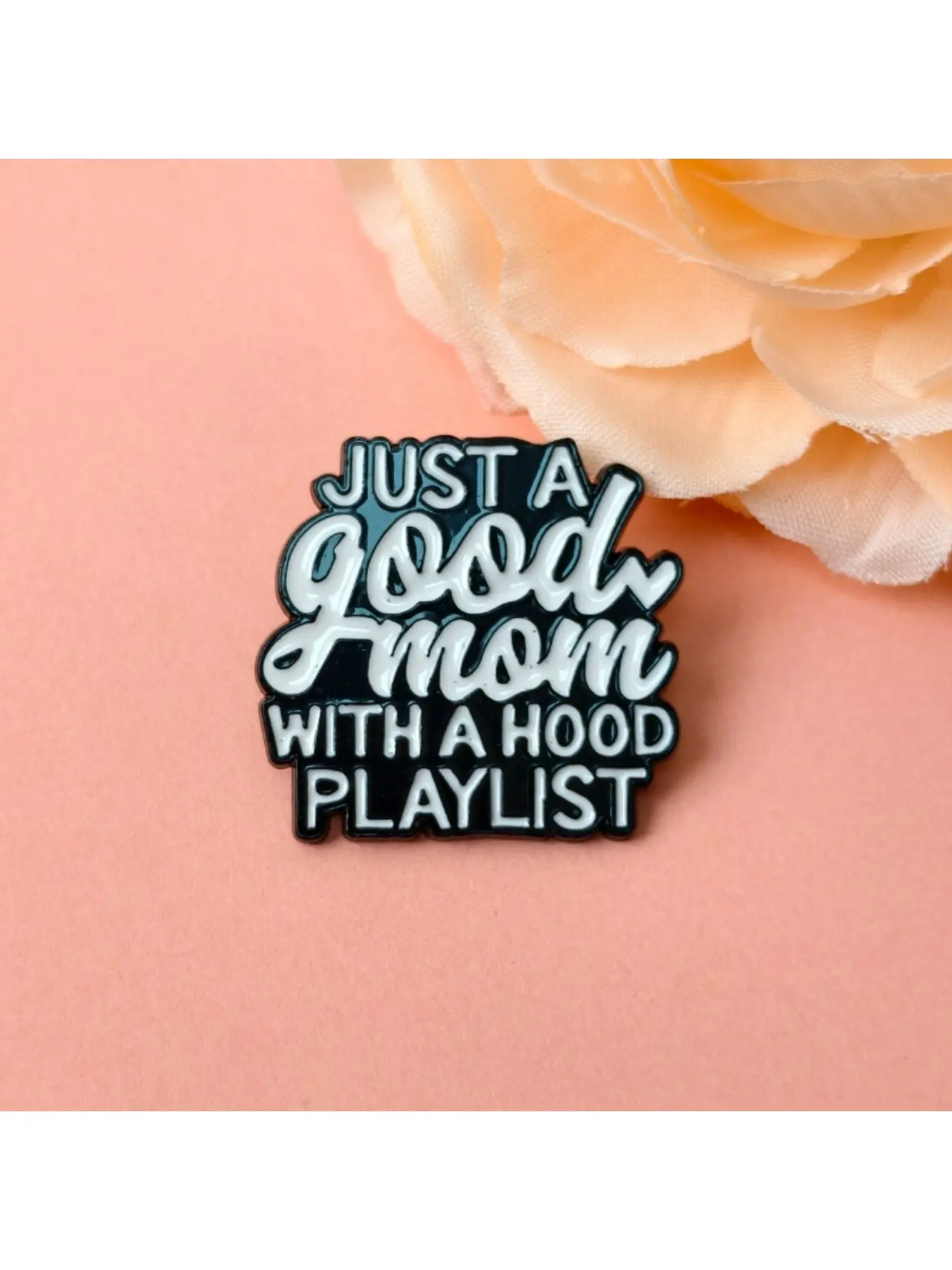 Enamel Pin "Just a Good Mom with a Hood Playlist" Design Brooch Music ...