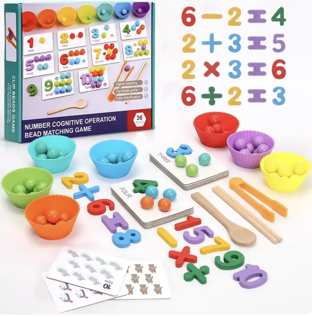 Ultimate Montessori Math Bead Matching Kit for Kids Color Sorting ...