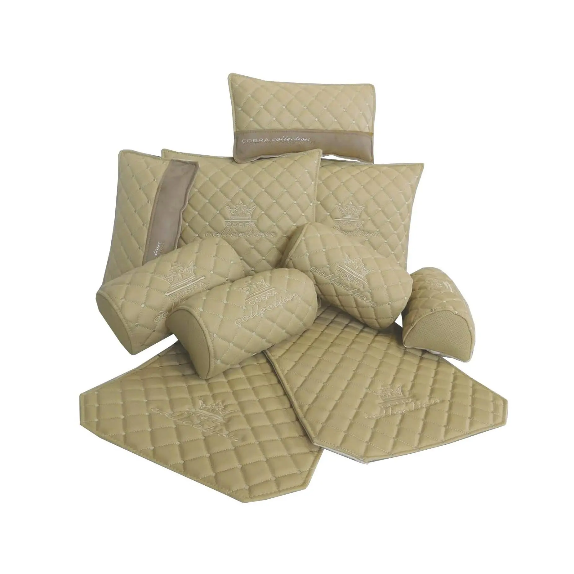 VIP Car Interior Set Tan With Cream Diamond Stitch Pillows - TikTok Shop