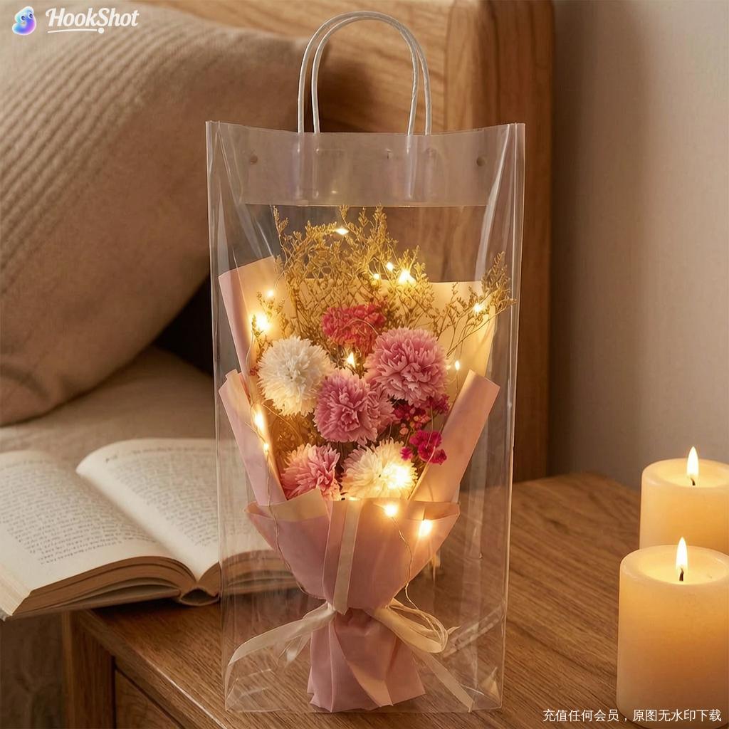【Mother’s Day】Light-Up Carnation Bouquet Gift Handmade Artificial ...